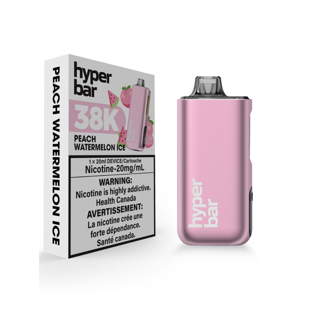 Hyper Bar 38K Puffs Peach Watermelon Ice Rechargeable Disposable 20Mg